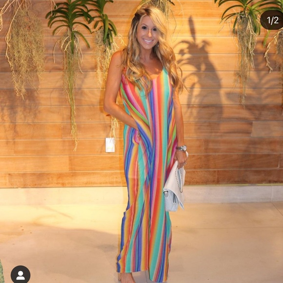 Fantastic Fawn | Dresses | Fantastic Fawn Rainbow Stripe Maxi Dress ...